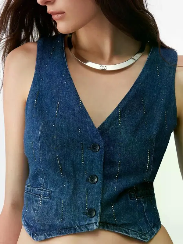 Liu Jo Embellished Denim Waistcoat