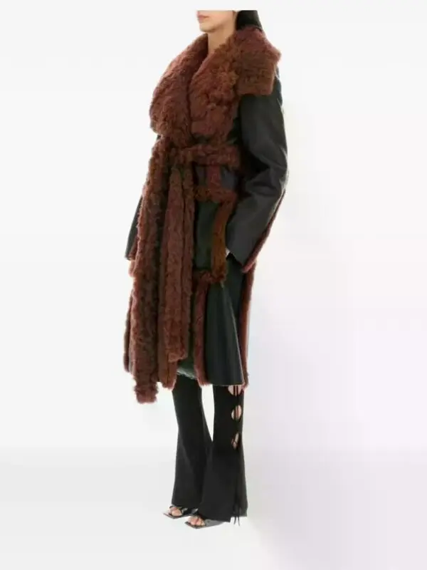 Stella McCartney Belted Fur Trimmed Coat