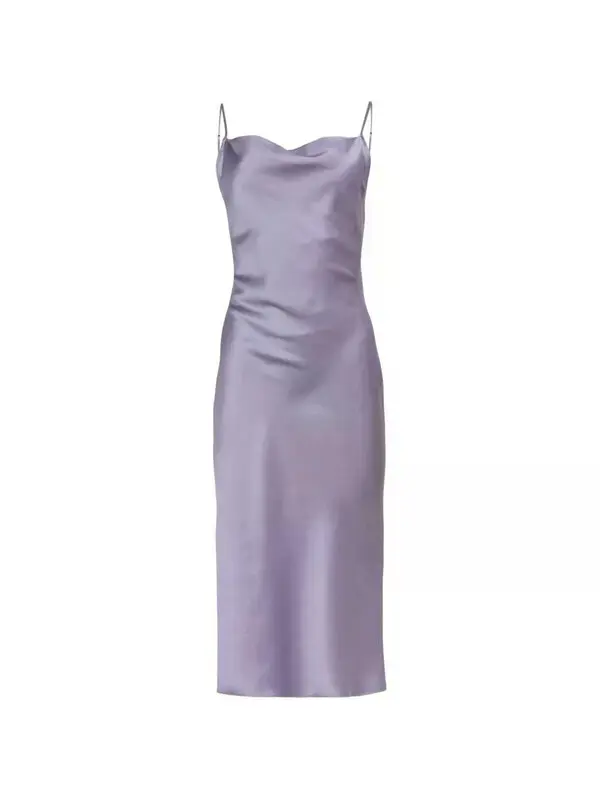 FLEUR DU MAL Spaghetti Strap Cowl Neck Midi Dress - Purple