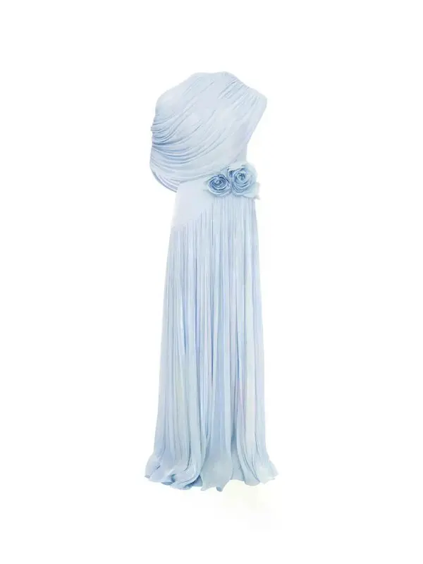 ANA RADU One-shoulder Petal Embellished Gown - Blue