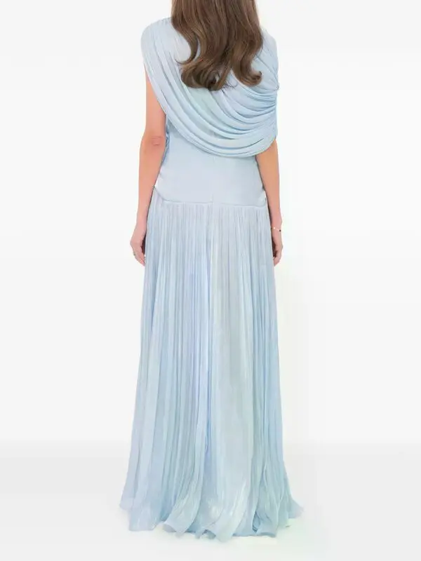 ANA RADU One-shoulder Petal Embellished Gown - Blue