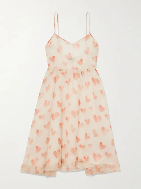 R13 Ruffled Printed Silk-chiffon Mini Dress