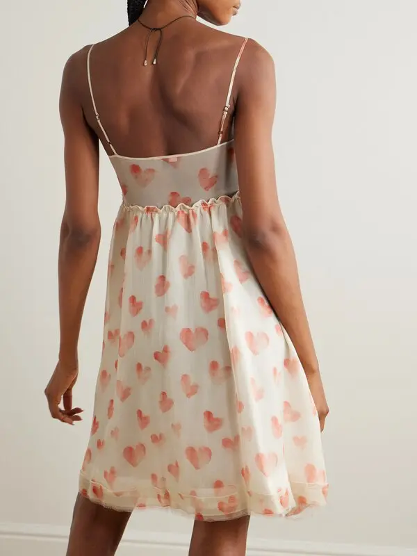 R13 Ruffled Printed Silk-chiffon Mini Dress