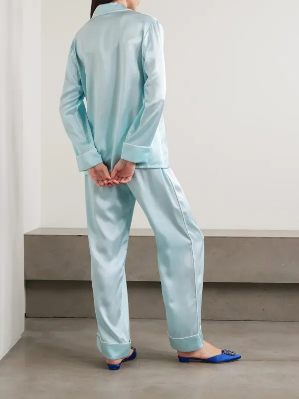 Olivia Von Halle Coco Silk-satin Pajama Set - Blue