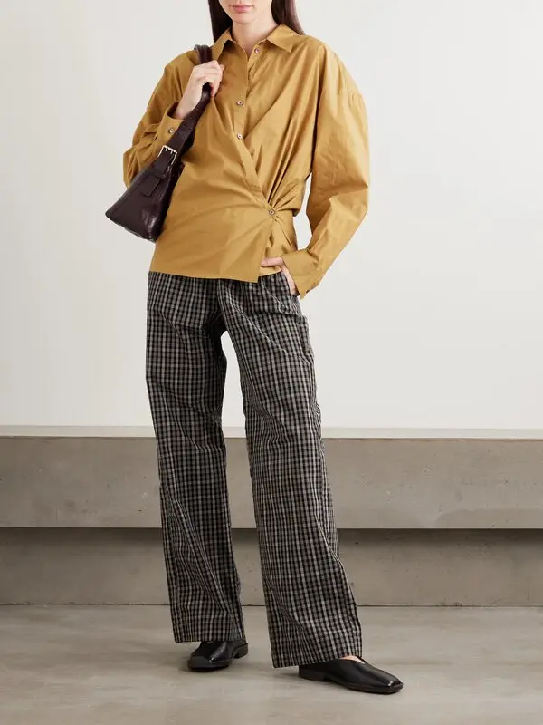 LEMAIRE Twisted Cotton And Silk-blend Poplin Wrap Shirt - Brown