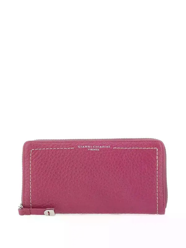 GIANNI CHIARINI Zip Grain Leather Wallet - Pink
