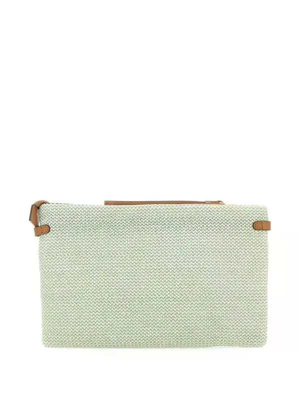 GIANNI CHIARINI Small Straw Clutch Bag With Leather Details - Green