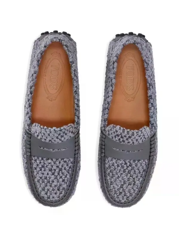 TOD'S Gommino Textured Loafers - Grey