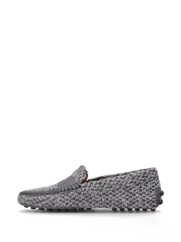 TOD'S Gommino Textured Loafers - Grey