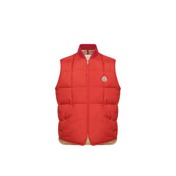 Moncler Elberton Square-quilted Down Gilet - Red