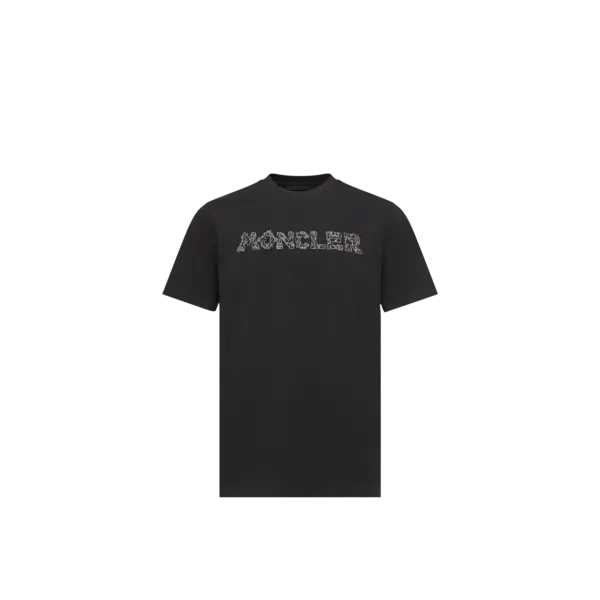 Moncler Space Embroidered Logo Cotton T-shirt - Black