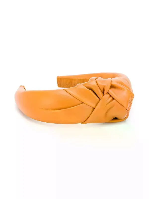Red Valentino Knot Leather Headband - Brown