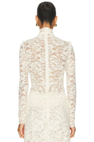 Rabanne Turtleneck Lace Top - Ivory