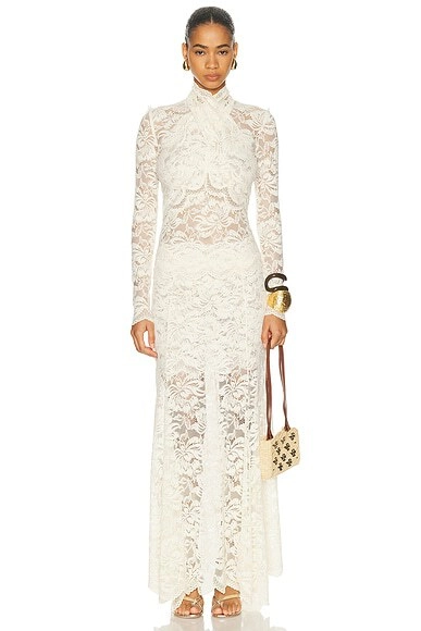 Rabanne Turtleneck Lace Top - Ivory
