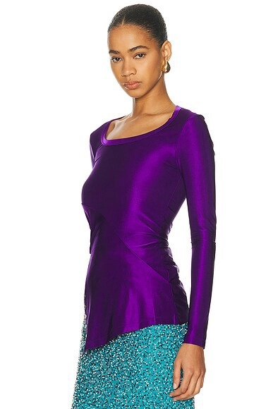 Rabanne Side Button Detail Long Sleeve Top - Violet