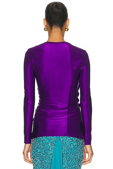 Rabanne Side Button Detail Long Sleeve Top - Violet