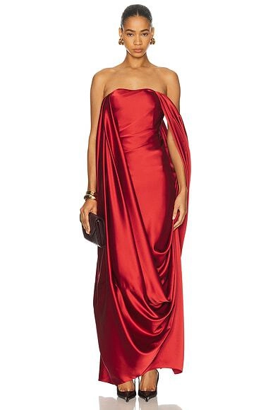 Alejandra Alonso Rojas Draped Overlay Gown - Rust