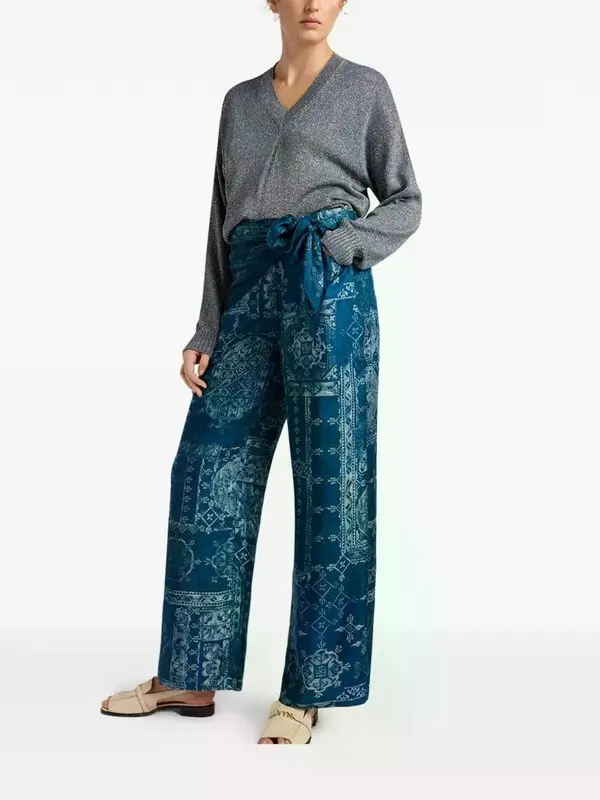 Momoni Printed Straight Trousers - Blue