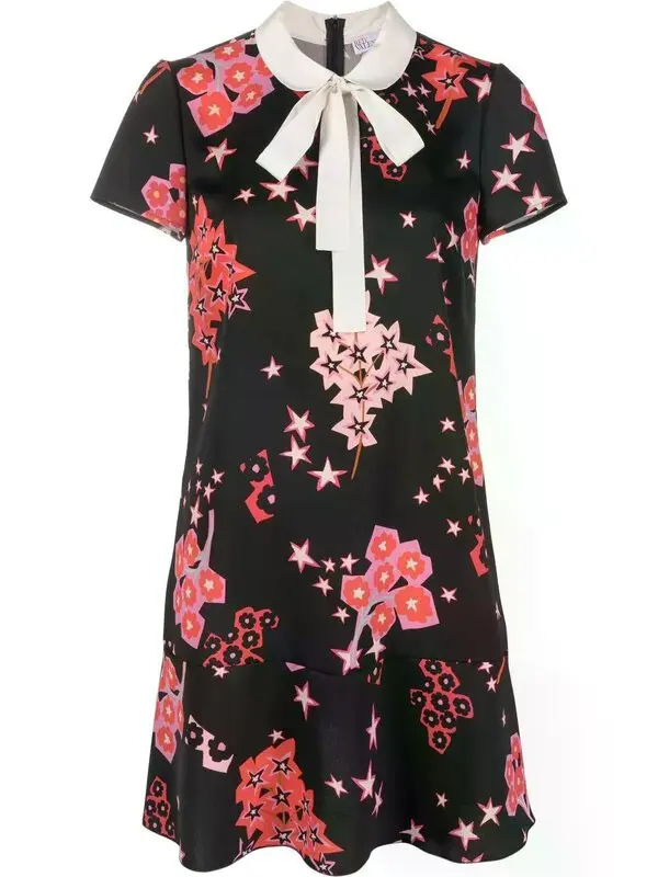 Red Valentino Star Print Pussy-bow Dress