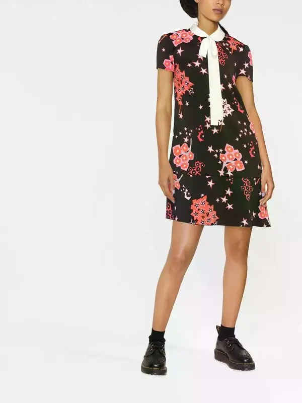 Red Valentino Star Print Pussy-bow Dress