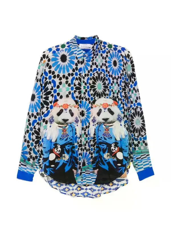 The Artistylist Panda Printed Long Sleeve Shirt - Blue