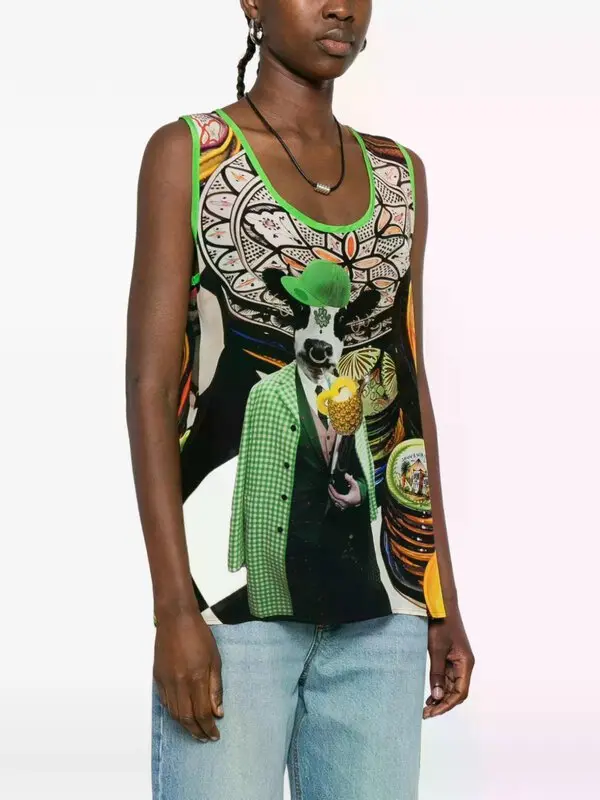 The Artistylist Sleeveless Graphic Print Tank Top - Black