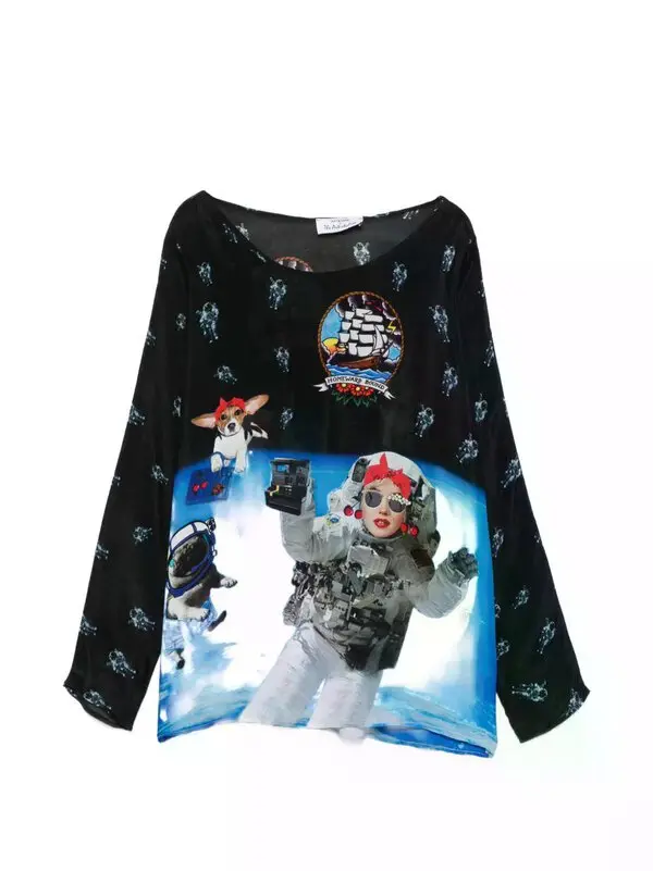 The Artistylist Graphic Print Blouse - Black