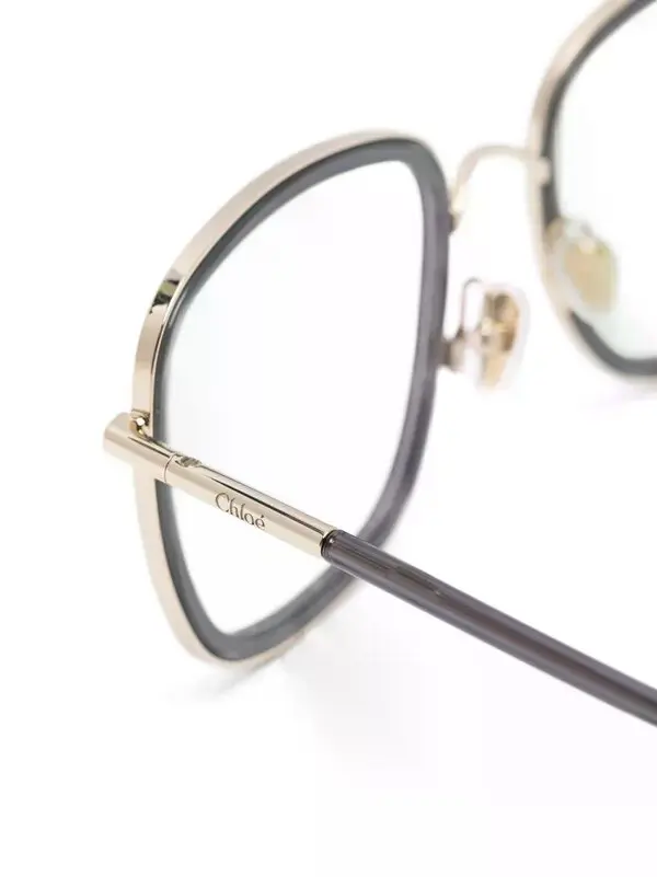 Chloé Gold Tone Square Frame Glasses - Black