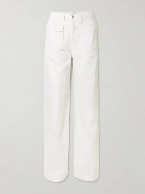 FRAME The Collegiate Pocket High-rise Wide-leg Jeans - White