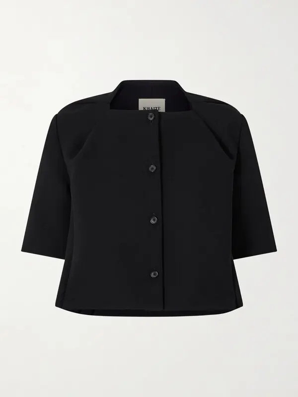 Khaite Franc Cropped Crepe Jacket - Black