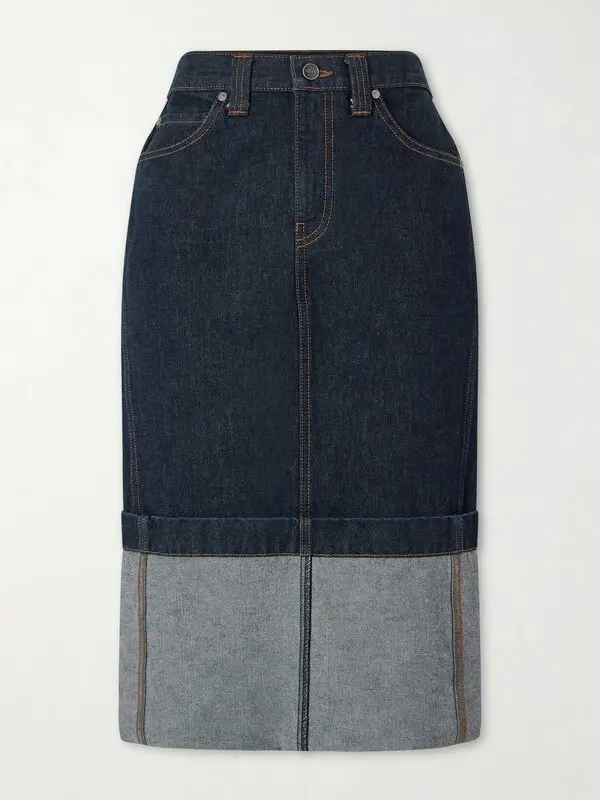 Khaite Kilian Denim Midi Skirt - Blue