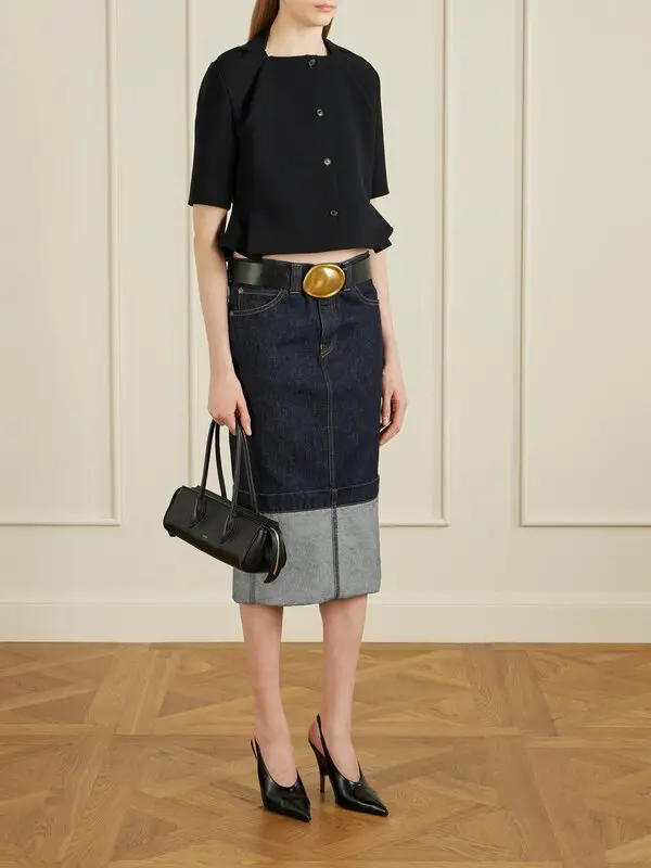 Khaite Kilian Denim Midi Skirt - Blue