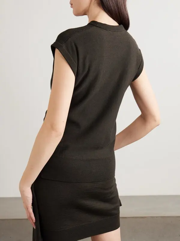 LEMAIRE Asymmetric Draped Wool-blend Top