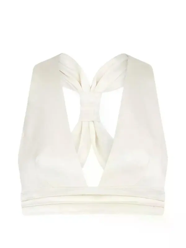 VIOLANTE NESSI Adele Cropped Top With Bow Detail - Neutrals