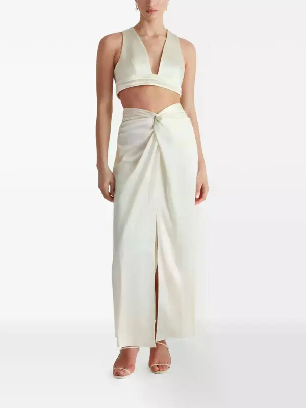 VIOLANTE NESSI Adele Cropped Top With Bow Detail - Neutrals