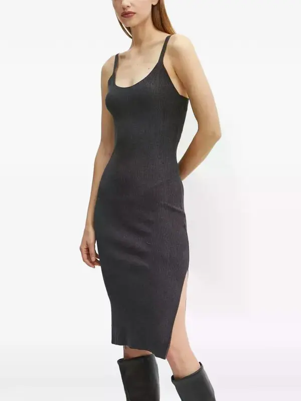 MORGAN Ribbed Knit Split Hem Midi Dress