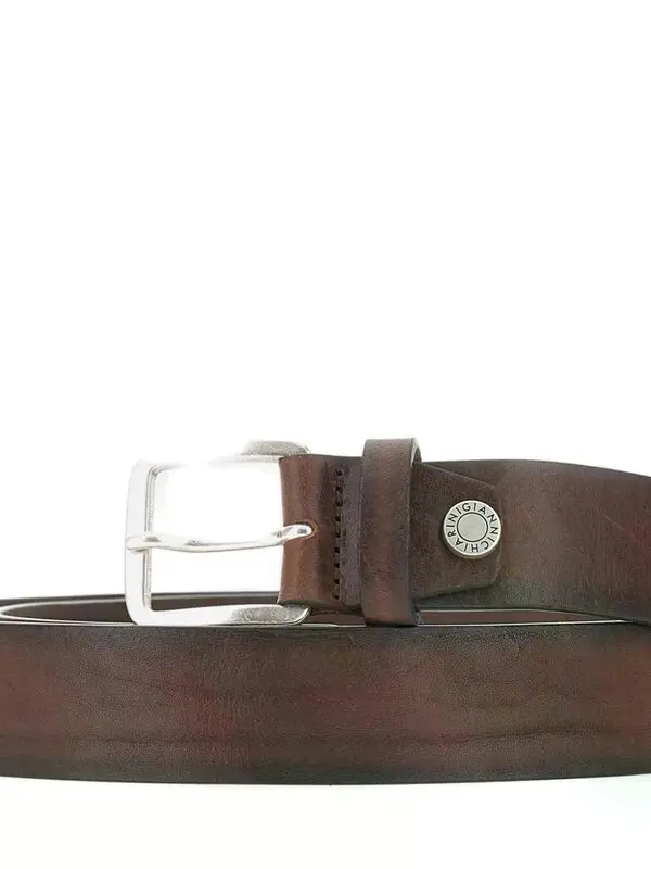 GIANNI CHIARINI Smooth Buckle Leather Belt - Brown