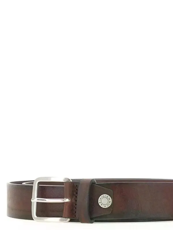 GIANNI CHIARINI Smooth Buckle Leather Belt - Brown