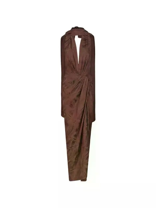 Johanna Ortiz Palm Pattern Maxi Dress - Brown