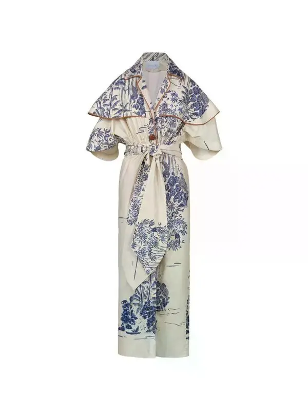 Johanna Ortiz Paper Flower Floral-print Trenchcoat - Neutrals