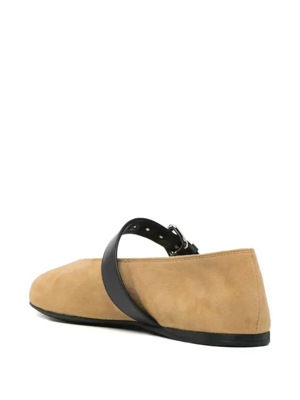 Miu Miu Suede Ballet Flats With Buckle Fastening - Neutrals