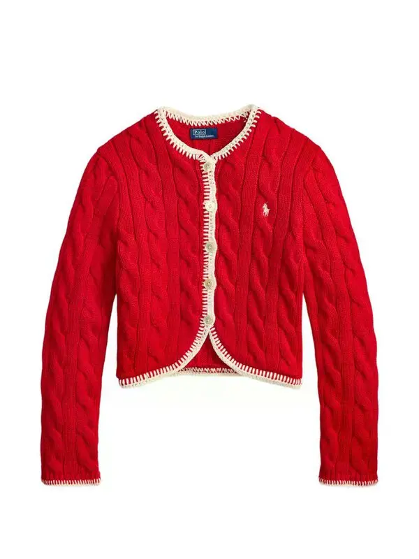 Polo Ralph Lauren Cable Knit Cropped Cardigan - Red
