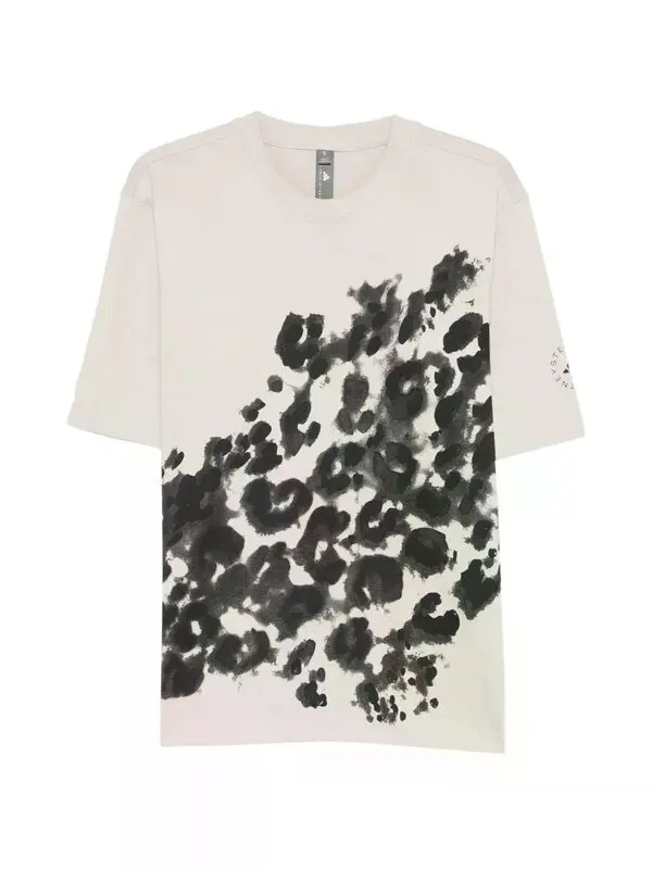 Adidas By Stella McCartney Printed Cotton T-shirt - Neutrals
