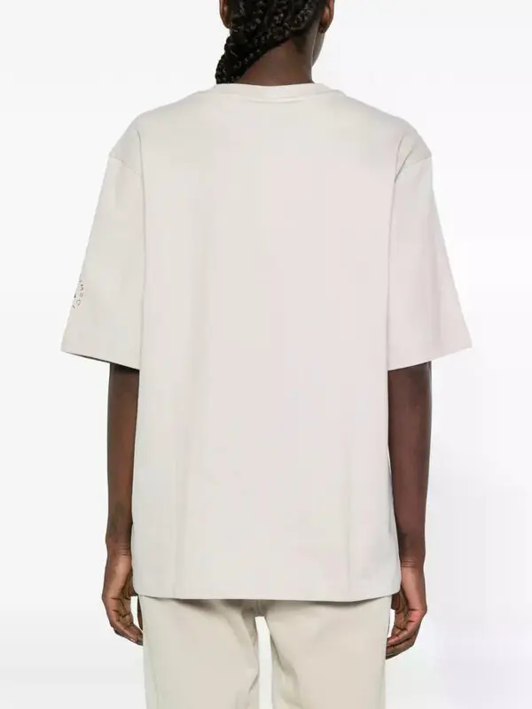 Adidas By Stella McCartney Printed Cotton T-shirt - Neutrals