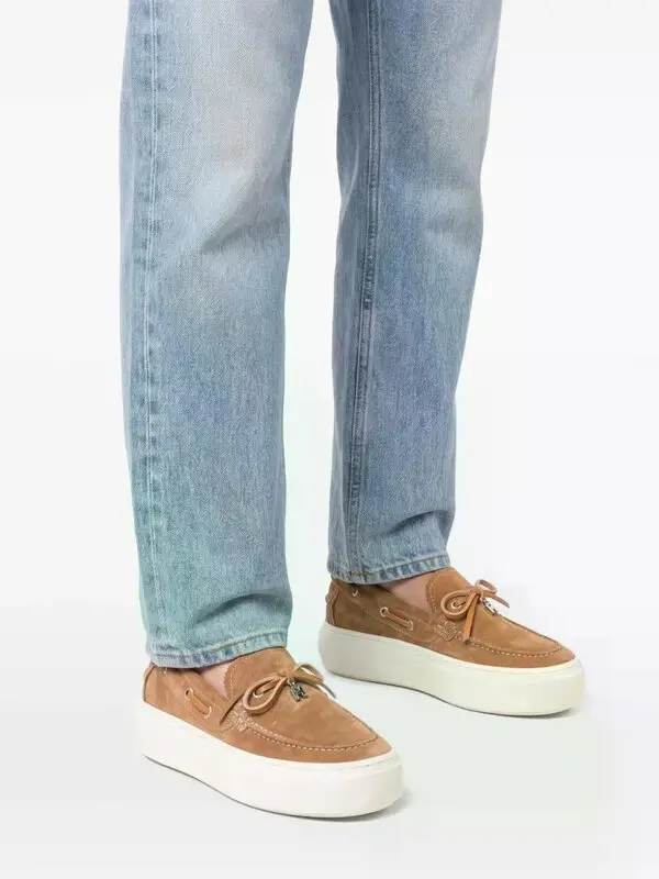 Hogan Suede Tassel Detail Platform Loafers - Neutrals