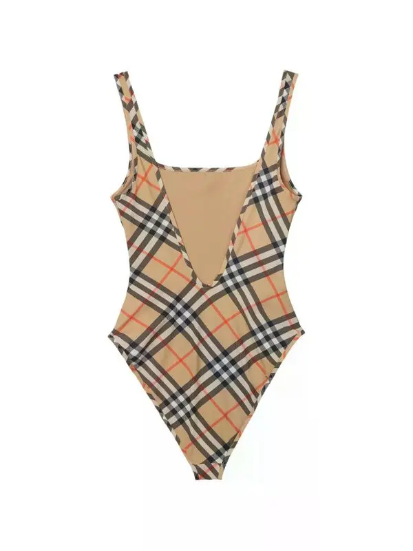 Burberry Checked Scoop Back Swimsuit