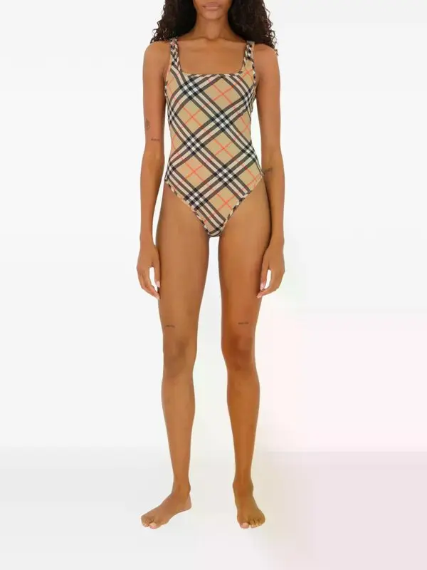 Burberry Checked Scoop Back Swimsuit