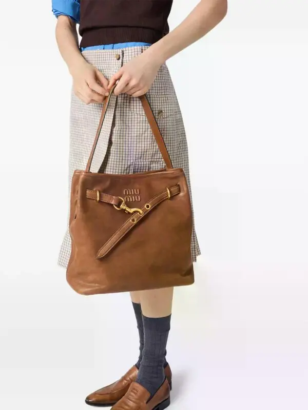 Miu Miu Aventure Nappa Leather Bucket Bag - Brown