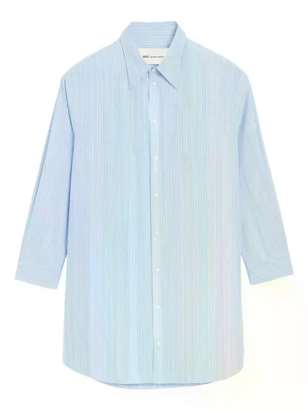 AMI Paris De Coeur Striped Cotton Poplin Shirt Dress