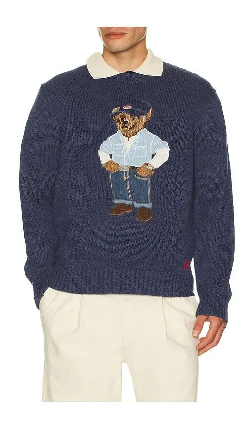 Polo Ralph Lauren Polo Bear Linen-cotton Sweater - Blue